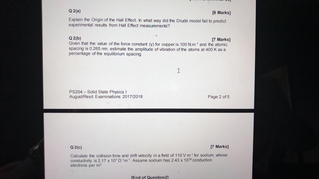 Hi im having trouble with this solid state physics | Chegg.com