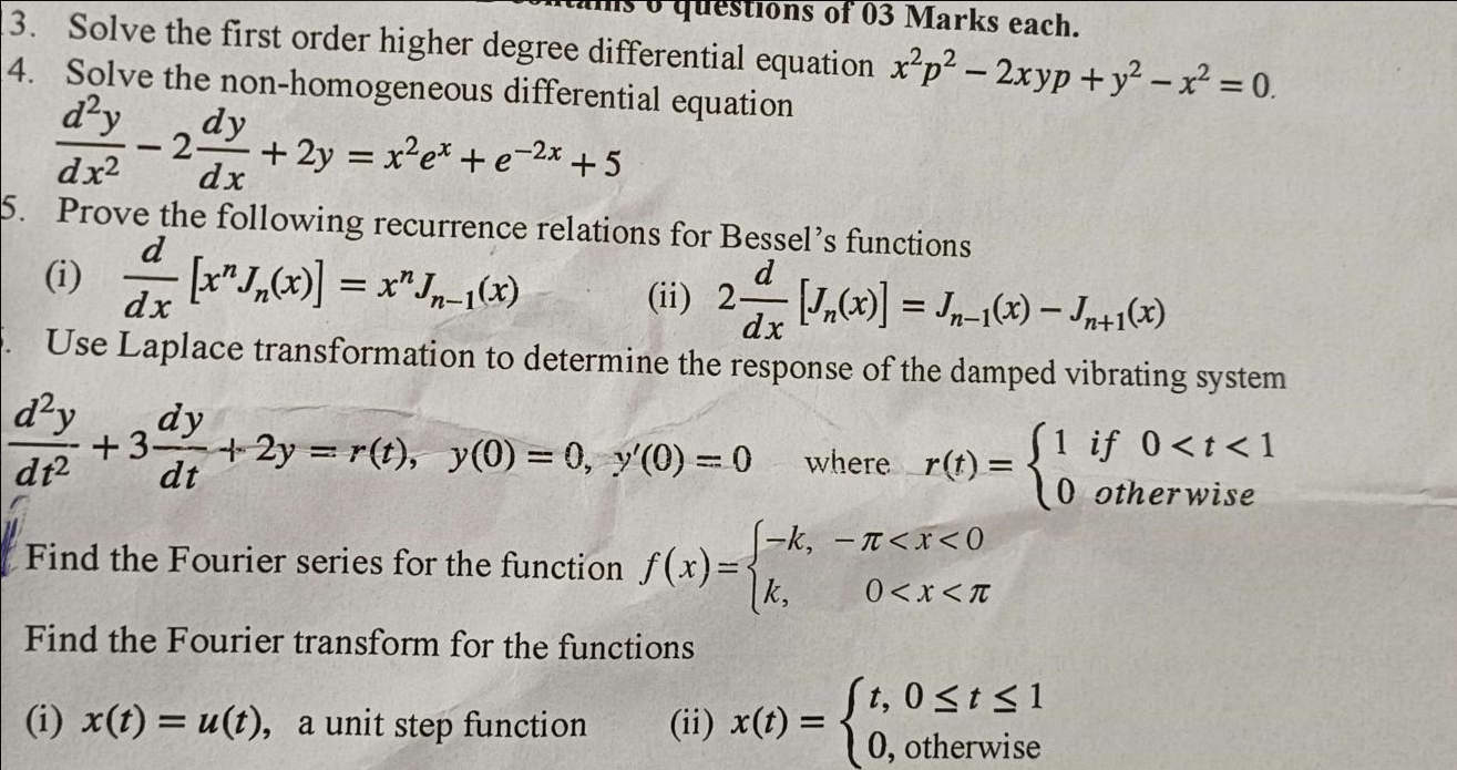 Solved 3 Solve The First Order Higher Degree Differential