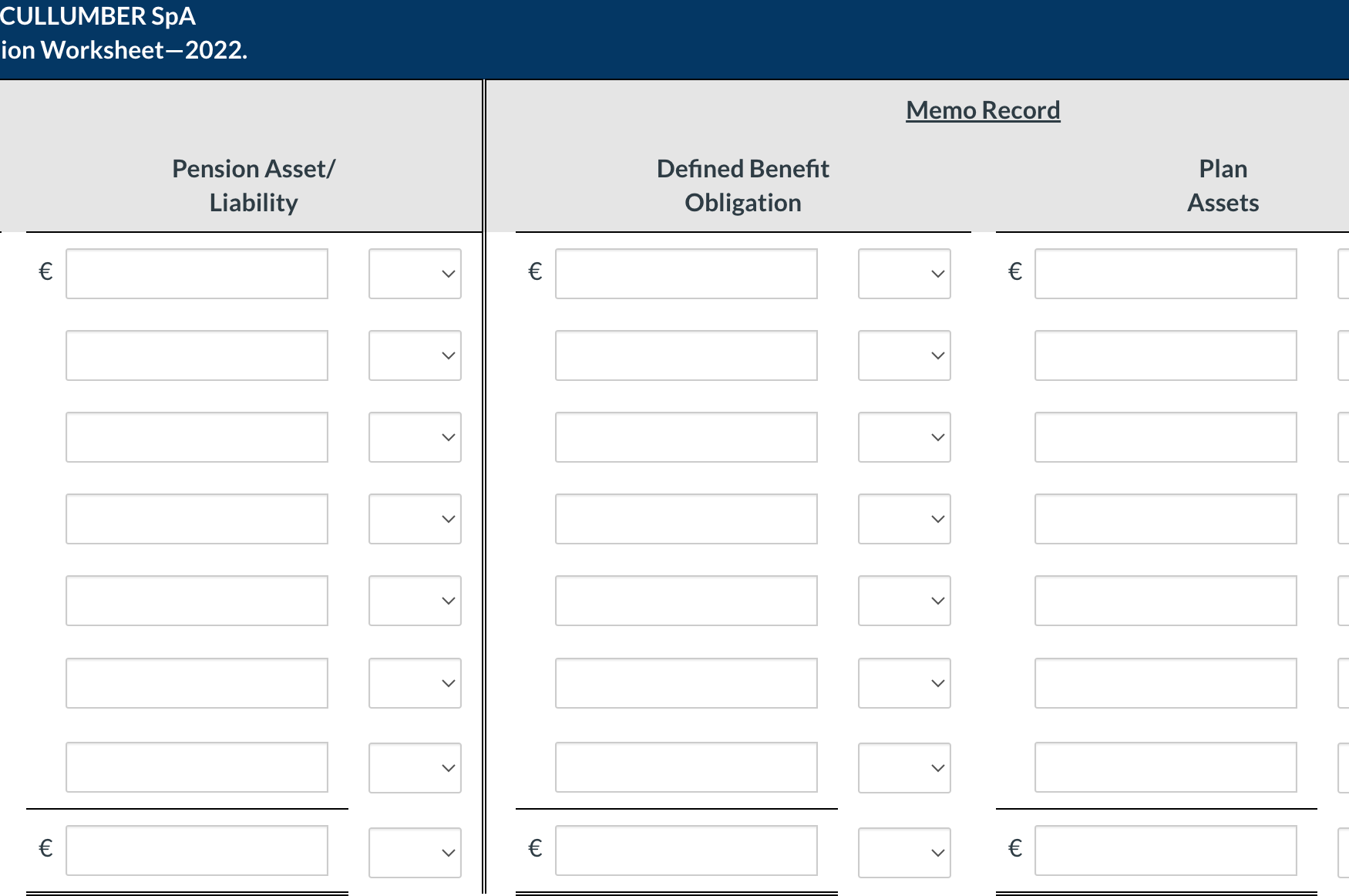 Solved Prepare a pension worksheet inserting the January 1, | Chegg.com
