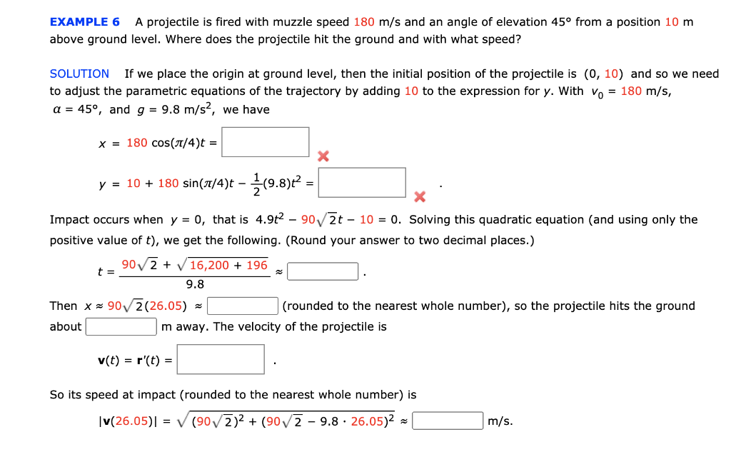 Solved EXAMPLE 6 A projectile is fired with muzzle speed 180 | Chegg.com