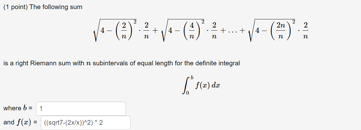 Solved (1 point) The rectangles in the graph below | Chegg.com