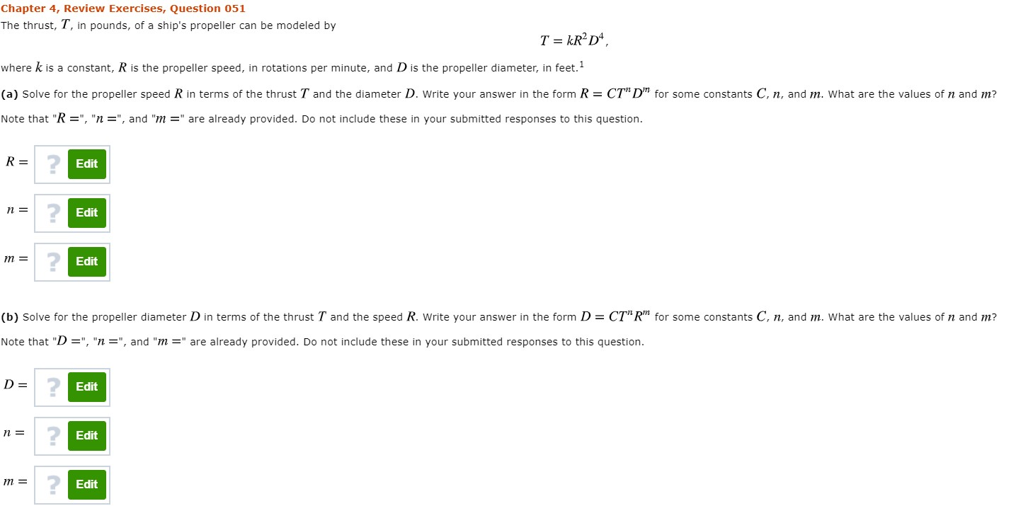 Solved Chapter 4, Review Exercises, Question 051 The thrust, | Chegg.com