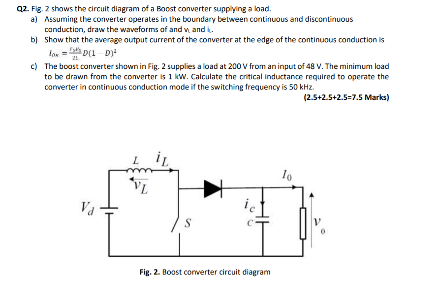 Solved Q2. Fig. 2 shows the circuit diagram of a Boost | Chegg.com