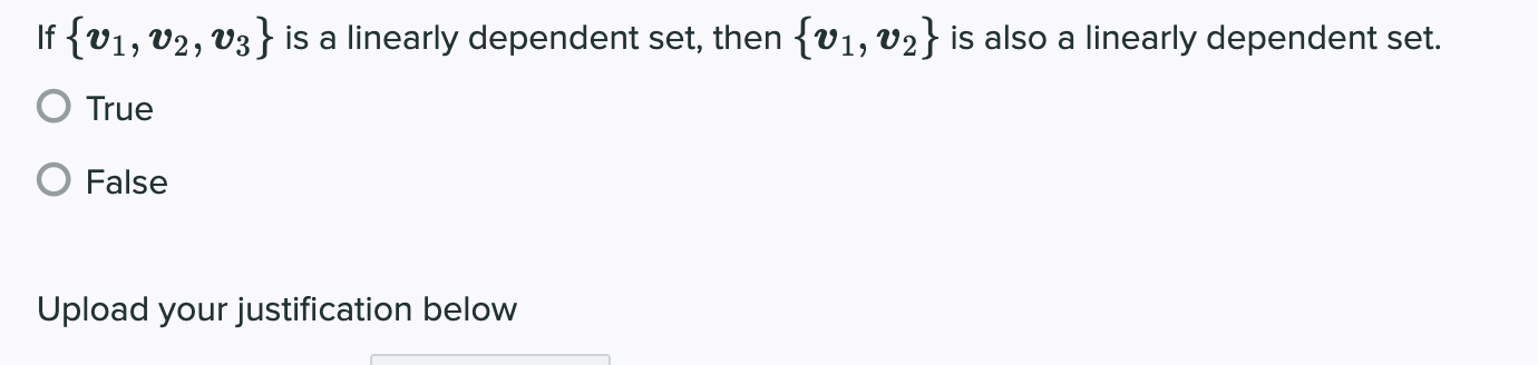 Solved If {V1, V2, V3} is a linearly dependent set, then | Chegg.com