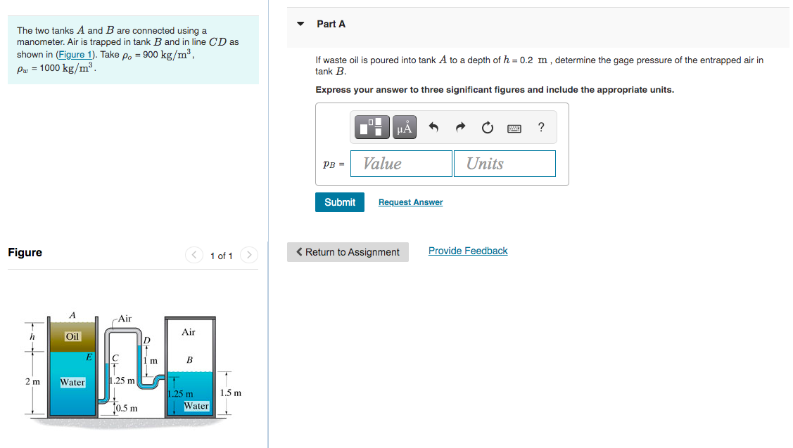 Solved The two tanks A and B are connected using a | Chegg.com