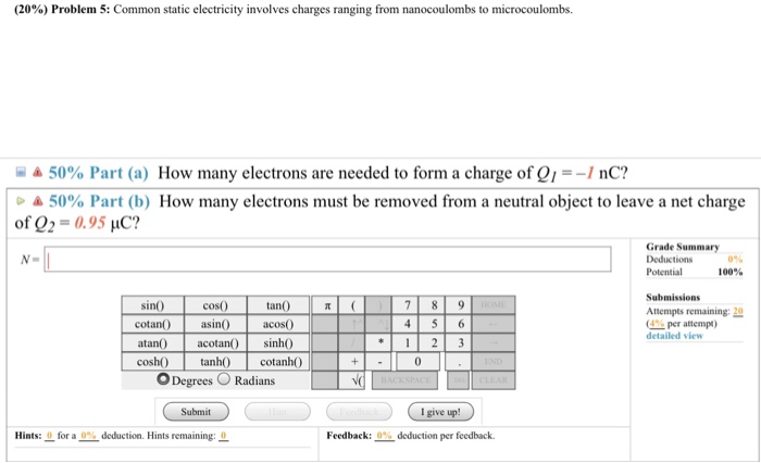 Solved Common static electricity involves charges ranging | Chegg.com