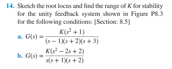 Solved 4. Sketch the root locus and find the range of K for | Chegg.com