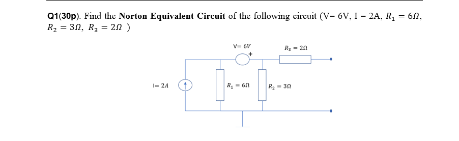 Solved Q1(30p). Find the Norton Equivalent Circuit of the | Chegg.com