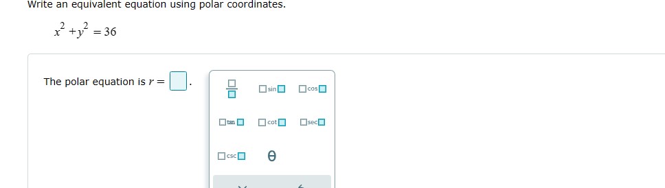 Solved Write an equivalent equation using polar | Chegg.com