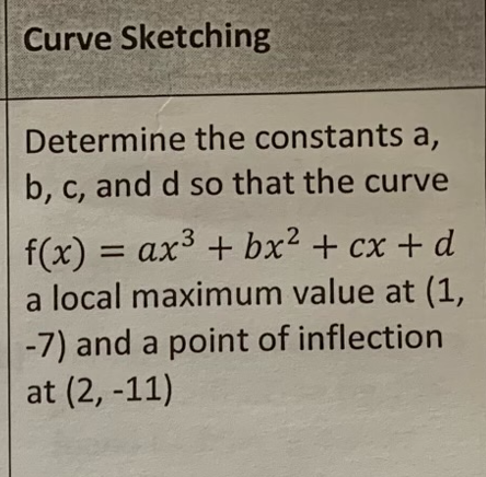 Solved Determine the constants a, b,c, and d so that the | Chegg.com