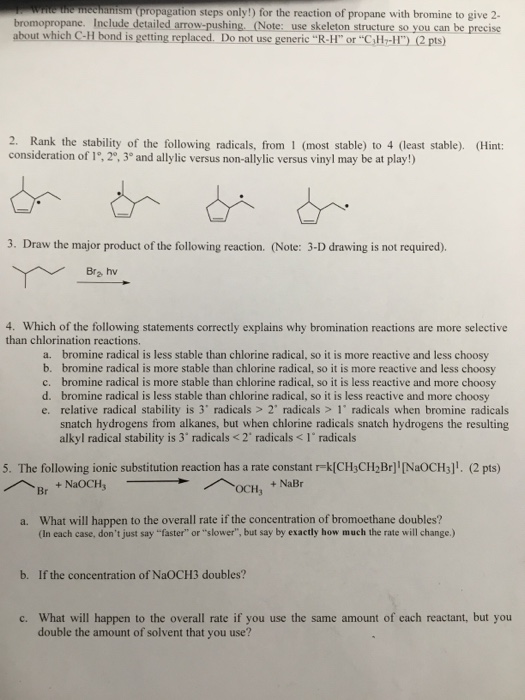 Solved pagation steps only!) for the reaction of propane | Chegg.com