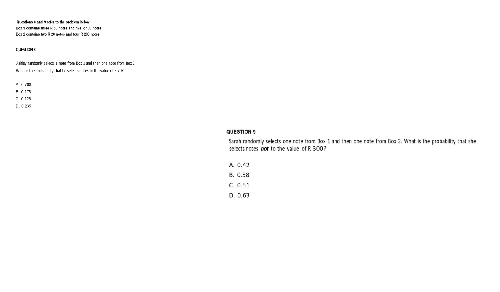 Solved Questions 8 ﻿and 9 ﻿refer to the problem below.Box 1 | Chegg.com