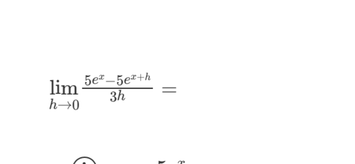 Solved limh→05ex-5ex+h3h= | Chegg.com