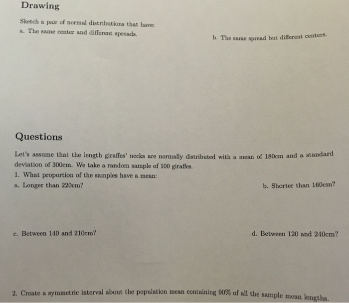 Solved Drawing Sketch a pair of normal distributions that | Chegg.com