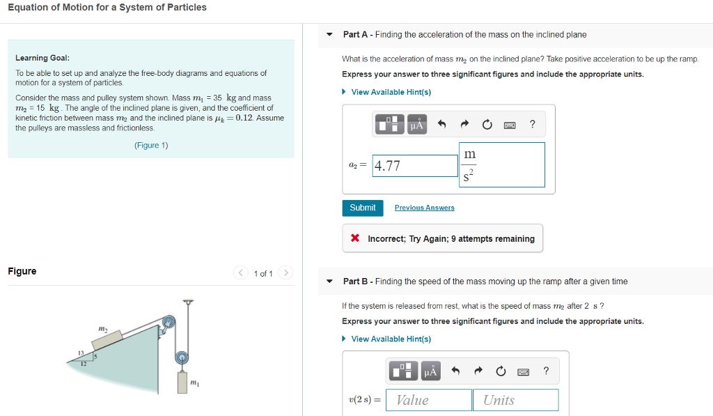 Solved Equation of Motion for a System of Particles Part A - | Chegg.com