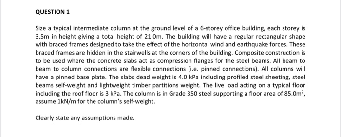Solved QUESTION 1 Size a typical intermediate column at the | Chegg.com