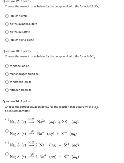 Solved Question 72 (2 points) Choose the correct name below | Chegg.com