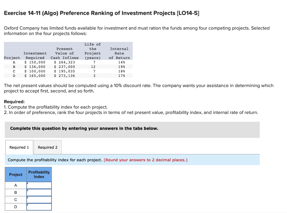 Solved Exercise 14-11 (Algo) Preference Ranking of | Chegg.com
