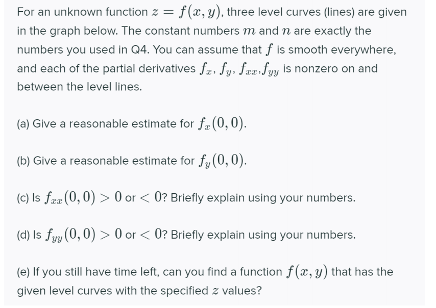 For an unknown function z = f(x, y), three level | Chegg.com