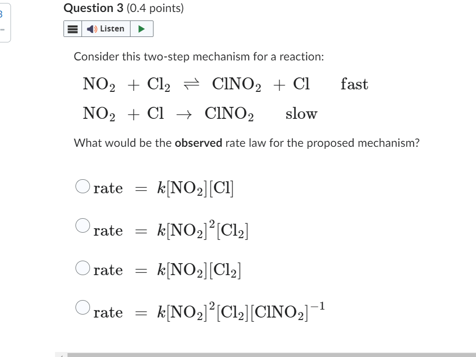 Solved Consider this two-step mechanism for a reaction: | Chegg.com