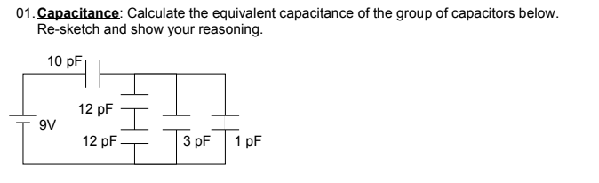 Solved 01. Capacitance: Calculate the equivalent capacitance | Chegg.com