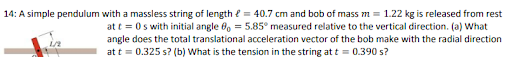 Solved 14: A simple pendulum with a massless string of | Chegg.com