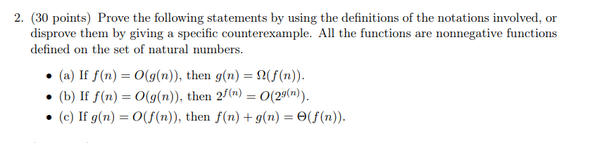 Solved 2. (30 points) Prove the following statements by | Chegg.com