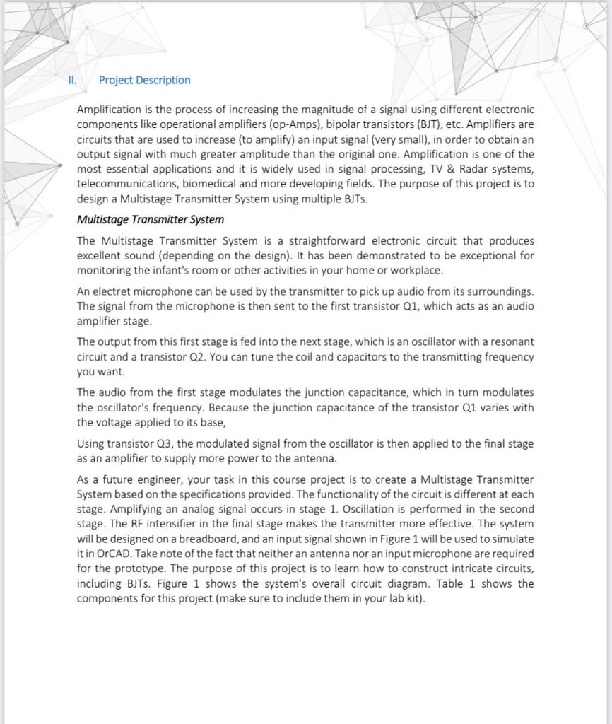 Solved II. Project Description Amplification is the process | Chegg.com