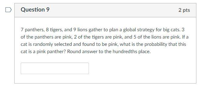 Solved 7 panthers, 8 tigers, and 9 lions gather to plan a | Chegg.com