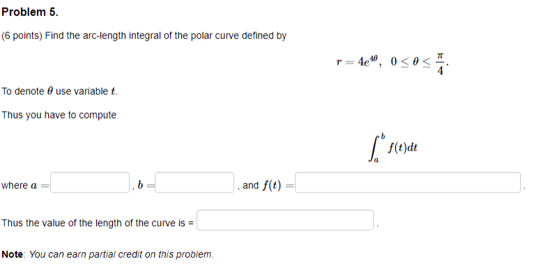Solved Problem 5. (6 points) Find the arc-length integral of | Chegg.com