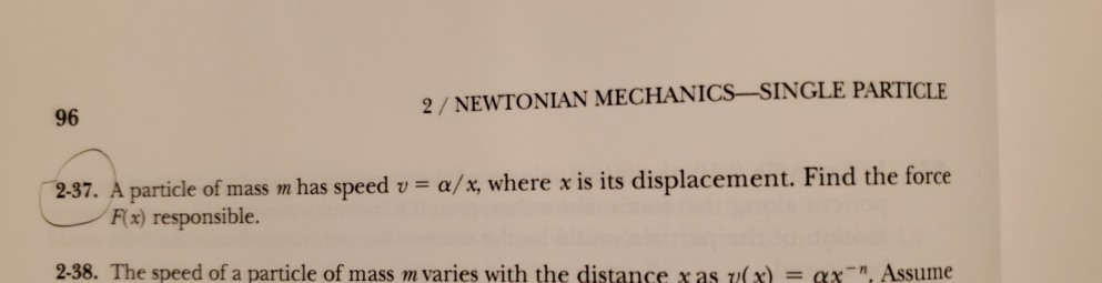 Solved 2/NEWTONIAN MECHANICS-SINGLE PARTICLE 96 2-37. A | Chegg.com