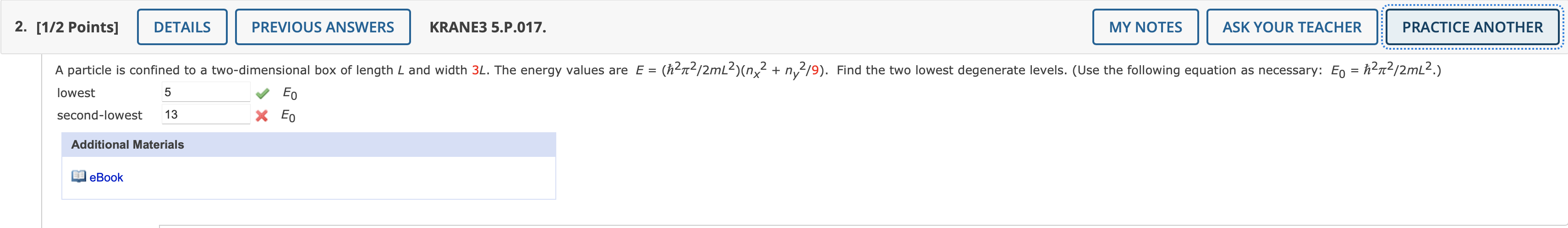 Solved A particle is confined to a two-dimensional box of | Chegg.com