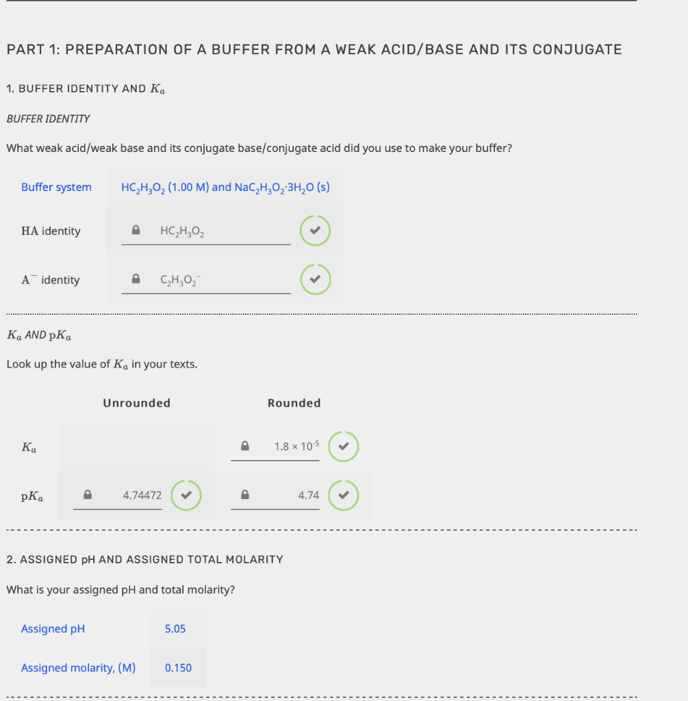 Solved PART 1: PREPARATION OF A BUFFER FROM A WEAK ACID/BASE | Chegg.com