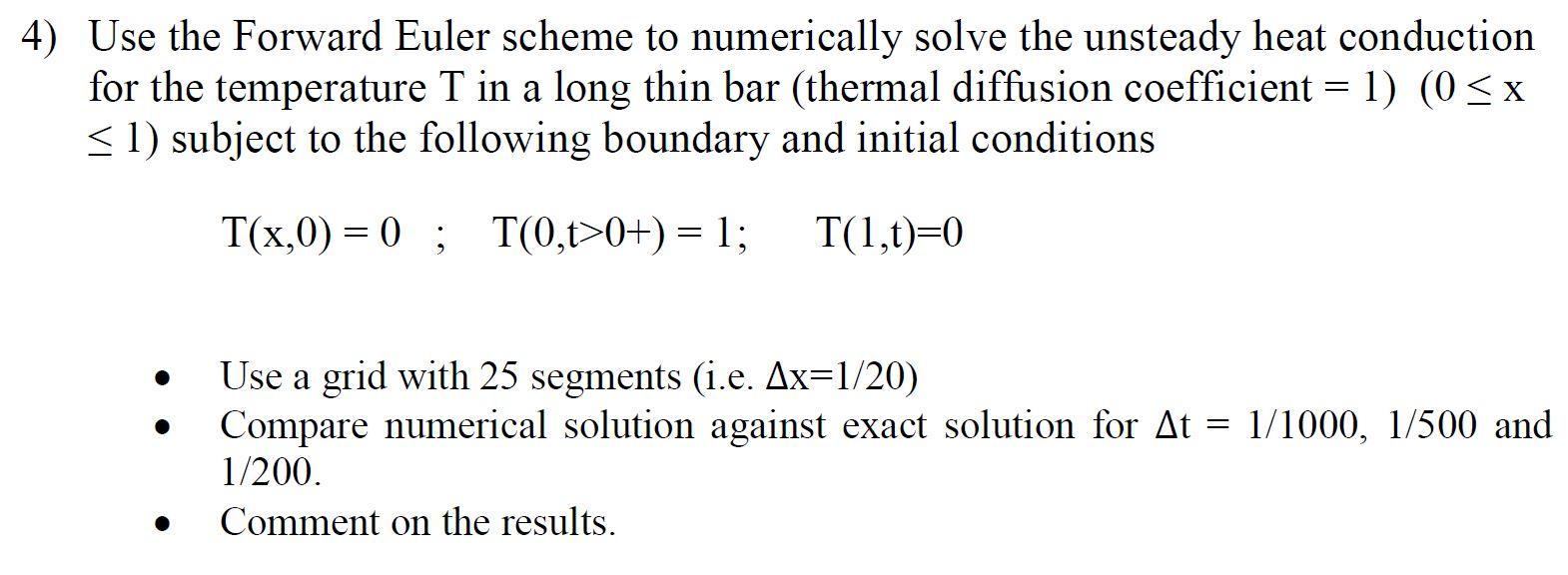 Use the Forward Euler scheme to numerically solve the | Chegg.com