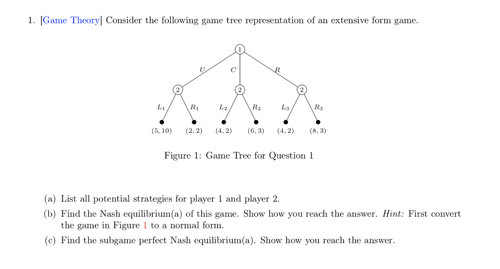 Solved Q1. [Game Theory] Consider the following game tree | Chegg.com