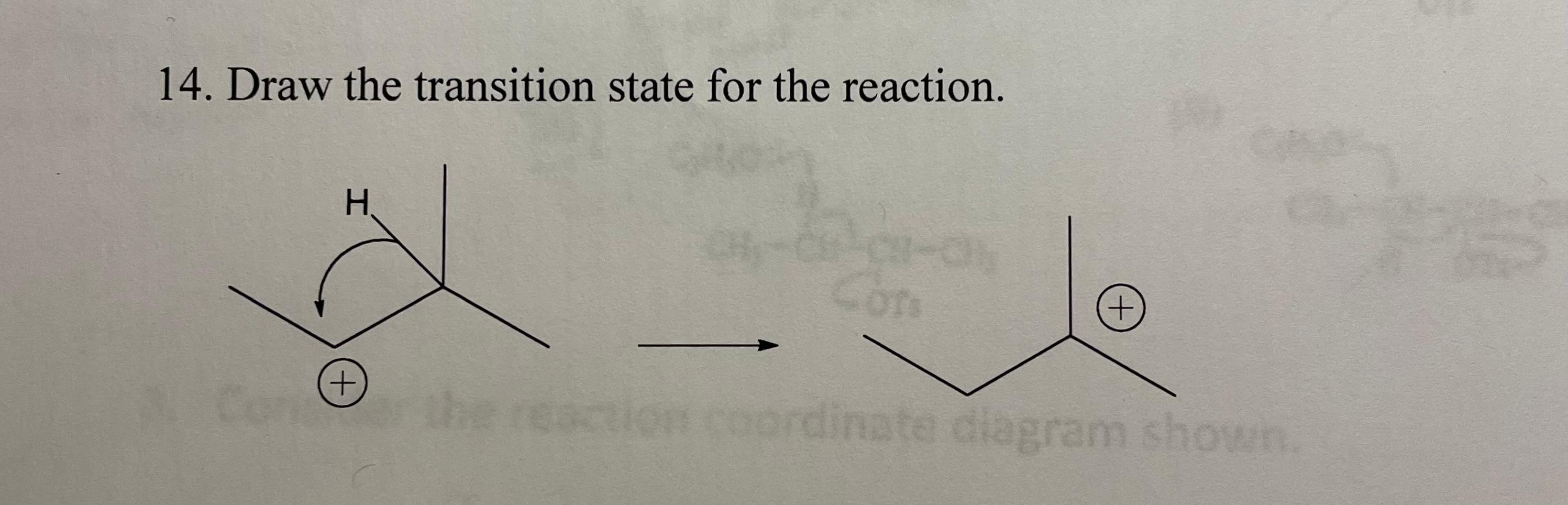 Solved 14. Draw the transition state for the reaction. | Chegg.com