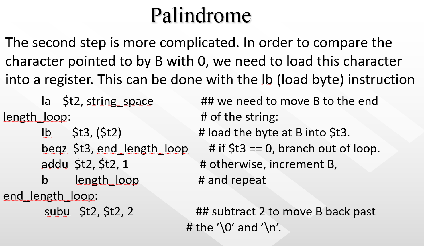 Solved Palindrome .text main: # SPIM starts by jumping to | Chegg.com