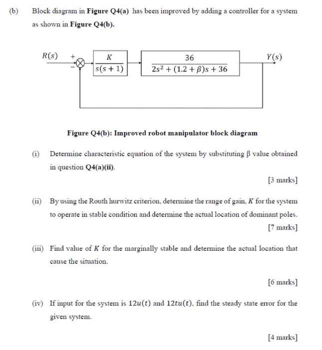 Solved (b) Block diagram in Figure Q4(a) has been improved | Chegg.com