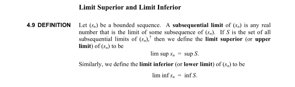 Limit Superior and Limit Inferior 4.9 DEFINITION Let | Chegg.com