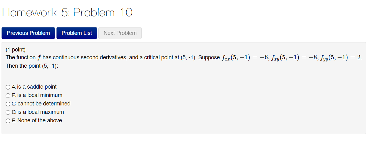 Solved Homework 5: Problem 10 Previous Problem Problem List | Chegg.com