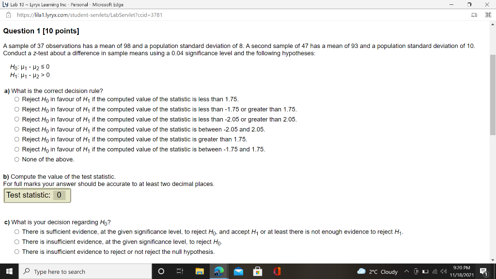 Solved Ly Lab 10 - Lyryx Learning Inc - Personal - Microsoft | Chegg.com