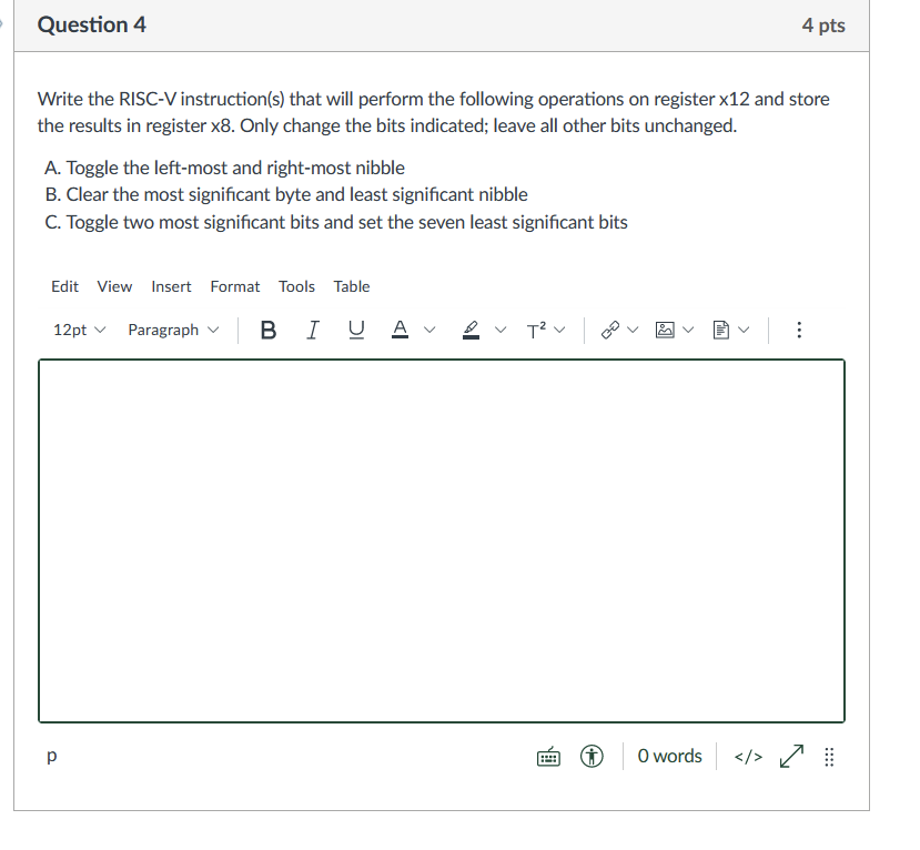 Solved Write The Risc V Instructions That Will Perform The 