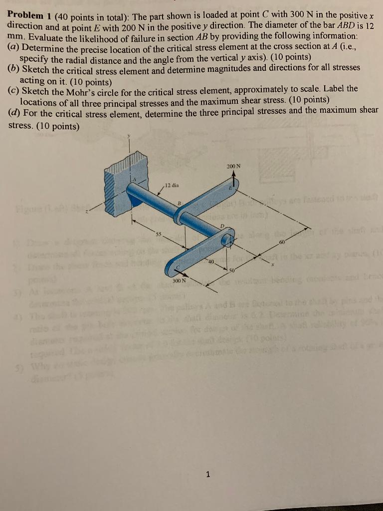 Solved Problem 1 (40 points in total): The part shown is | Chegg.com
