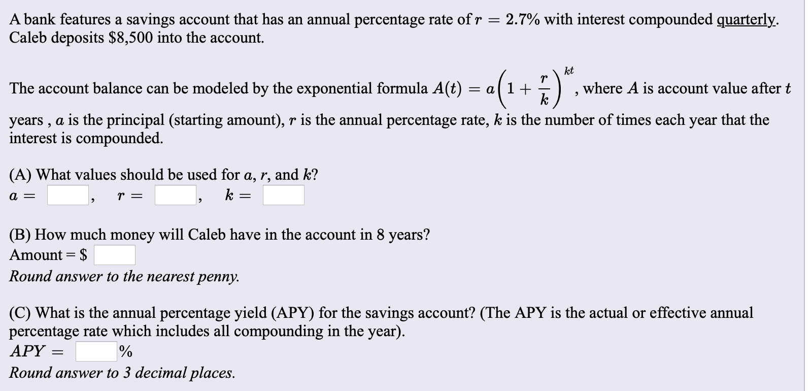 Solved A bank features a savings account that has an annual | Chegg.com