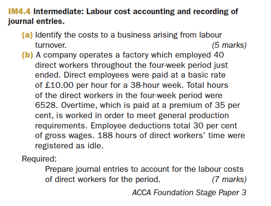 Solved IM4.4 Intermediate: Labour cost accounting and | Chegg.com