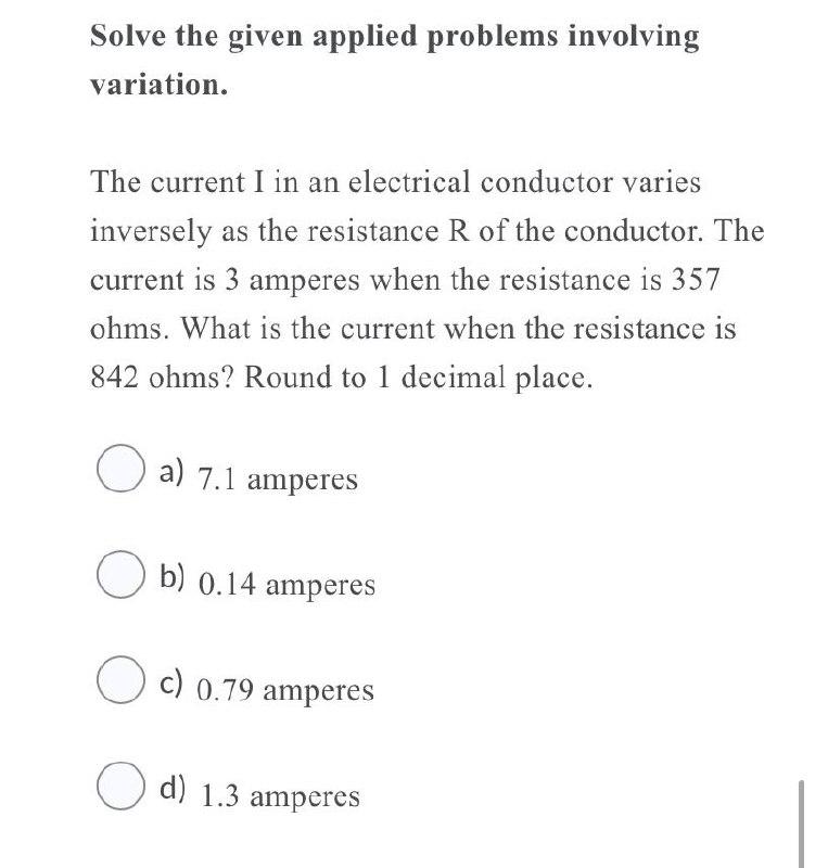 Solved Solve the given applied problems involving variation. | Chegg.com