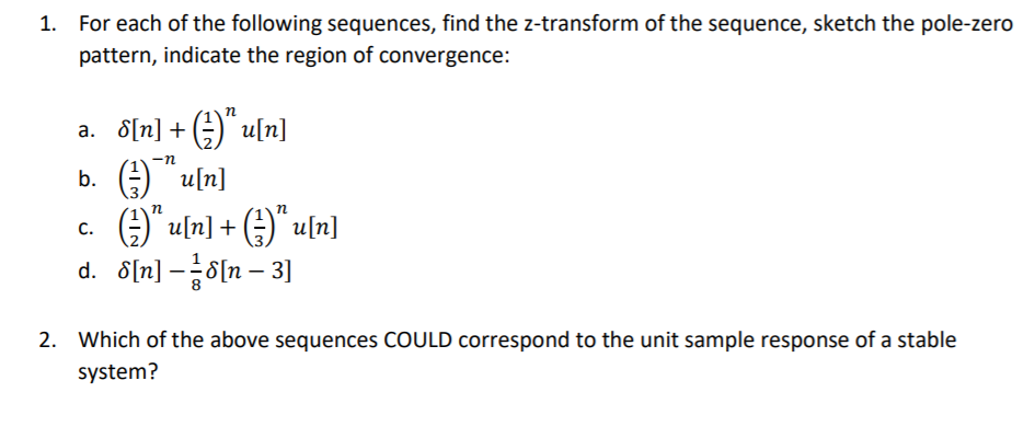 Solved 1. For each of the following sequences, find the | Chegg.com