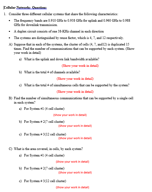 Solved Cellular Network Questions 1. Consider three | Chegg.com