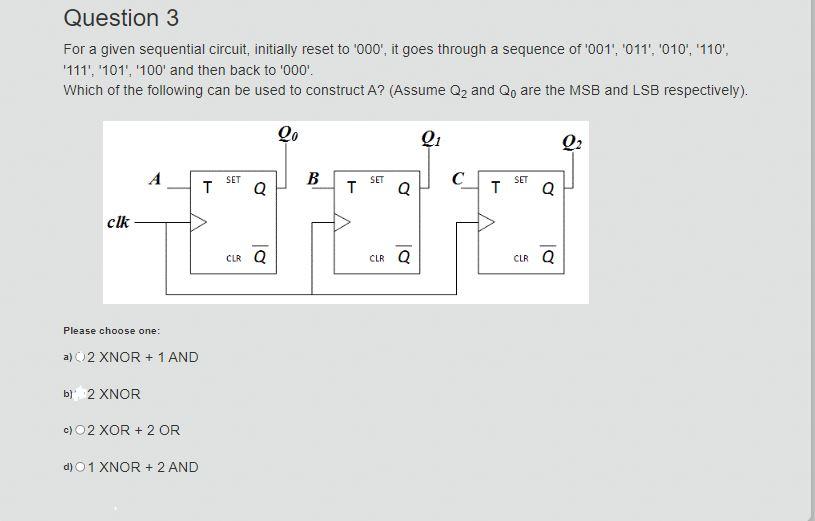 Solved For a given sequential circuit, initially reset to | Chegg.com