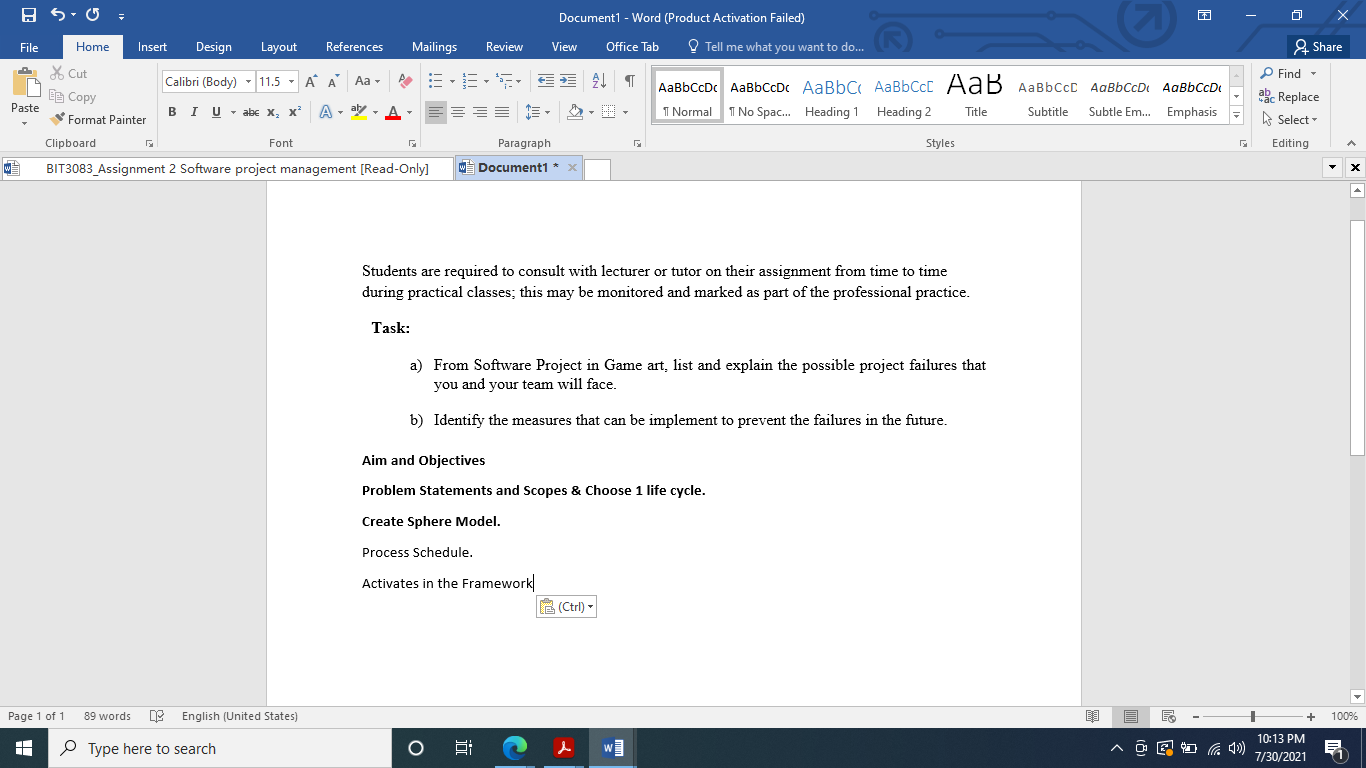 Solved SUF Document1 - Word (Product Activation Failed) х | Chegg.com
